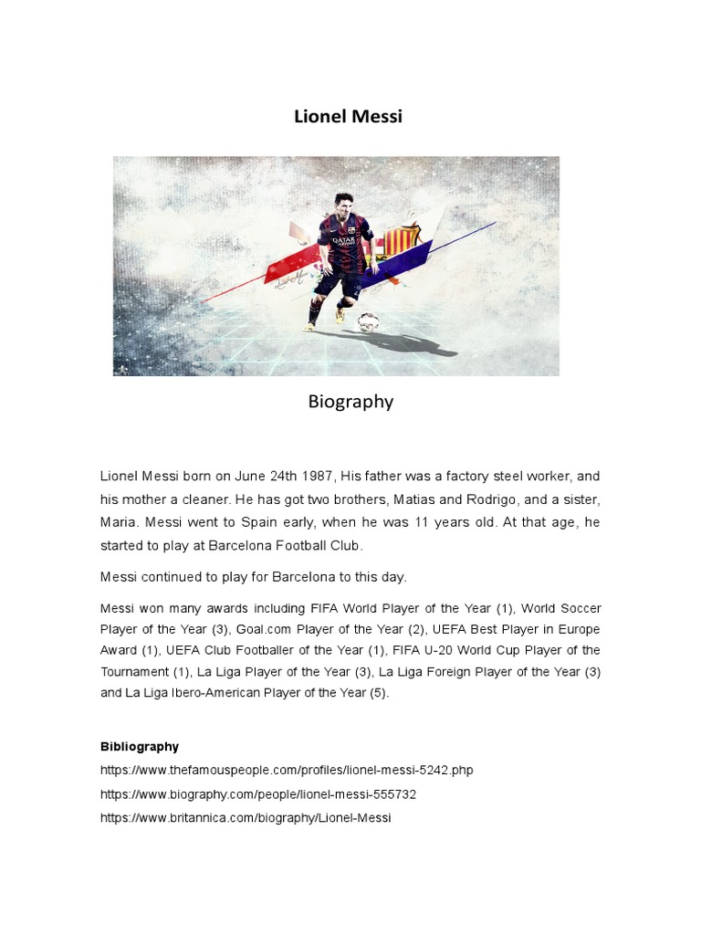 Messi Biography Exemplo | PDF