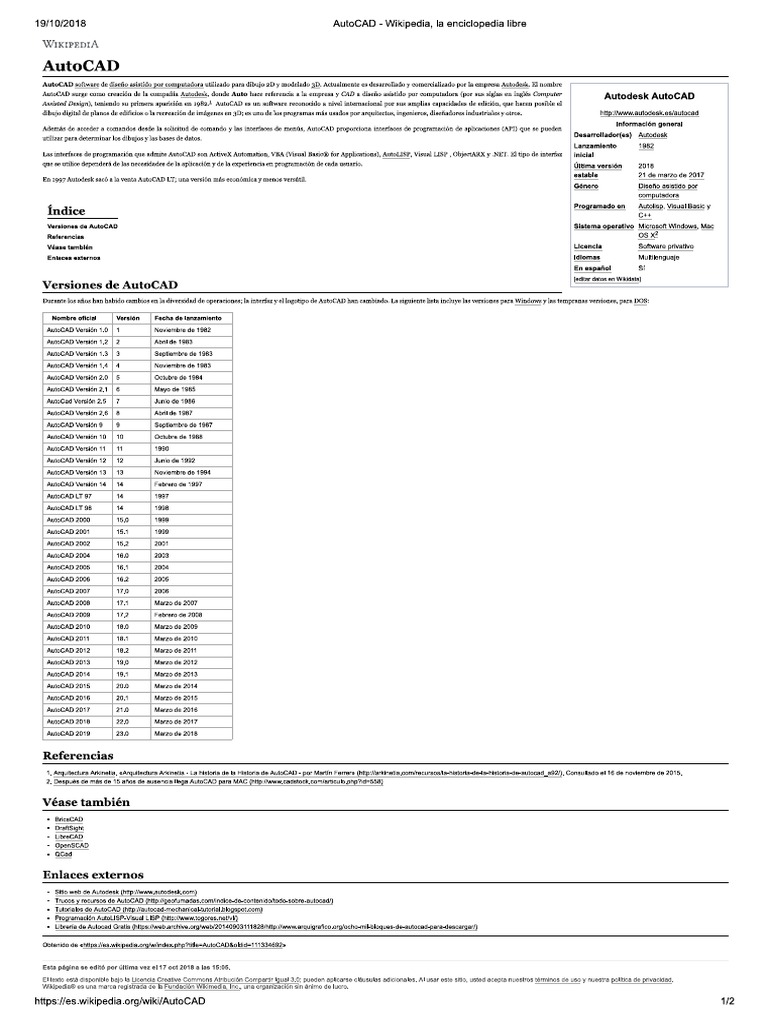 AutoCAD - Wikipedia, La Enciclopedia Libre | PDF