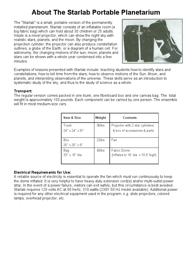 Starlab Portable Planetarium Overview | PDF | Building Engineering | Nature