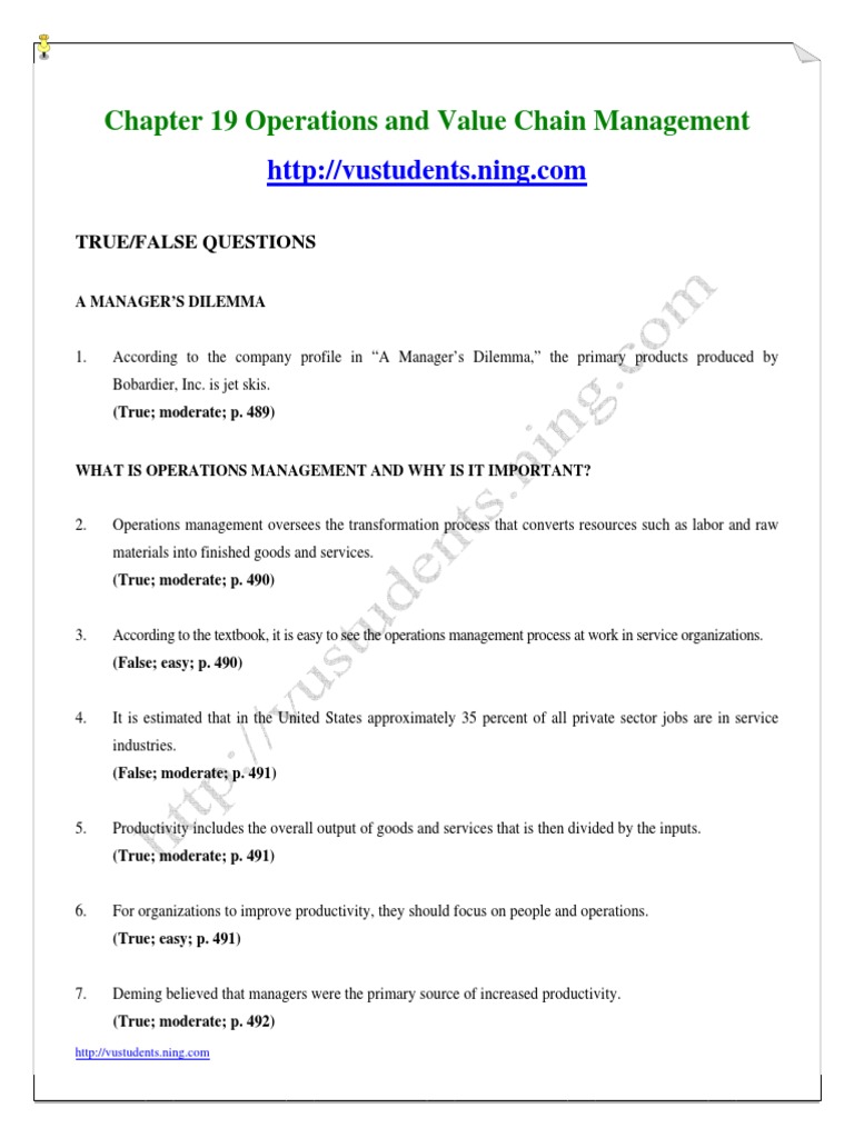 Operations & Value Chain Guide | PDF | Operations Management ...