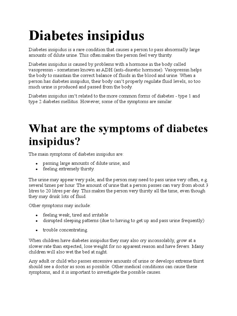 What Are The Symptoms of Diabetes Insipidus? | PDF | Endocrinology | Rtt