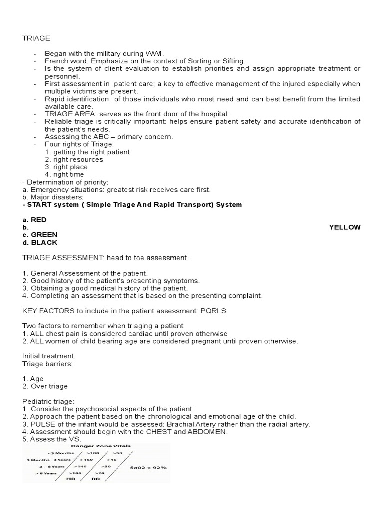 START System (Simple Triage and Rapid Transport) System A. RED B ...