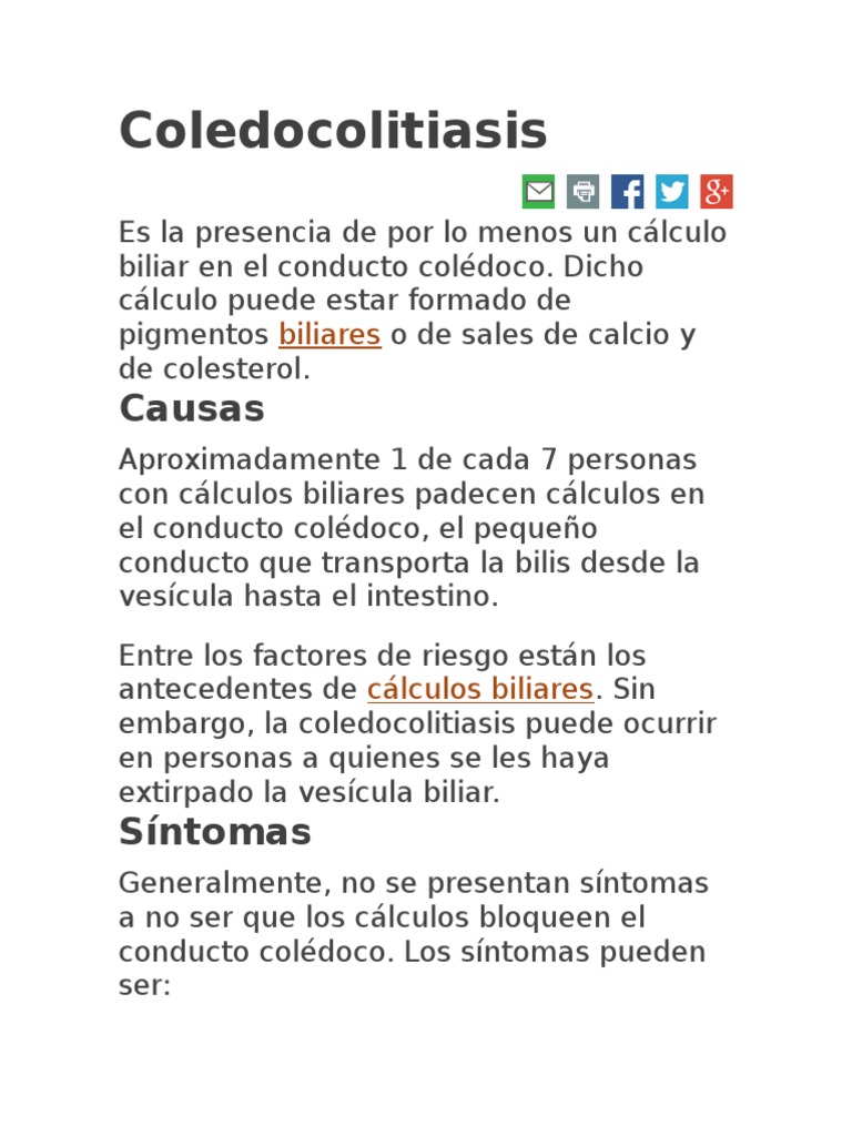 Coledocolitiasis | PDF | Órgano (anatomía) | Sistema exocrino