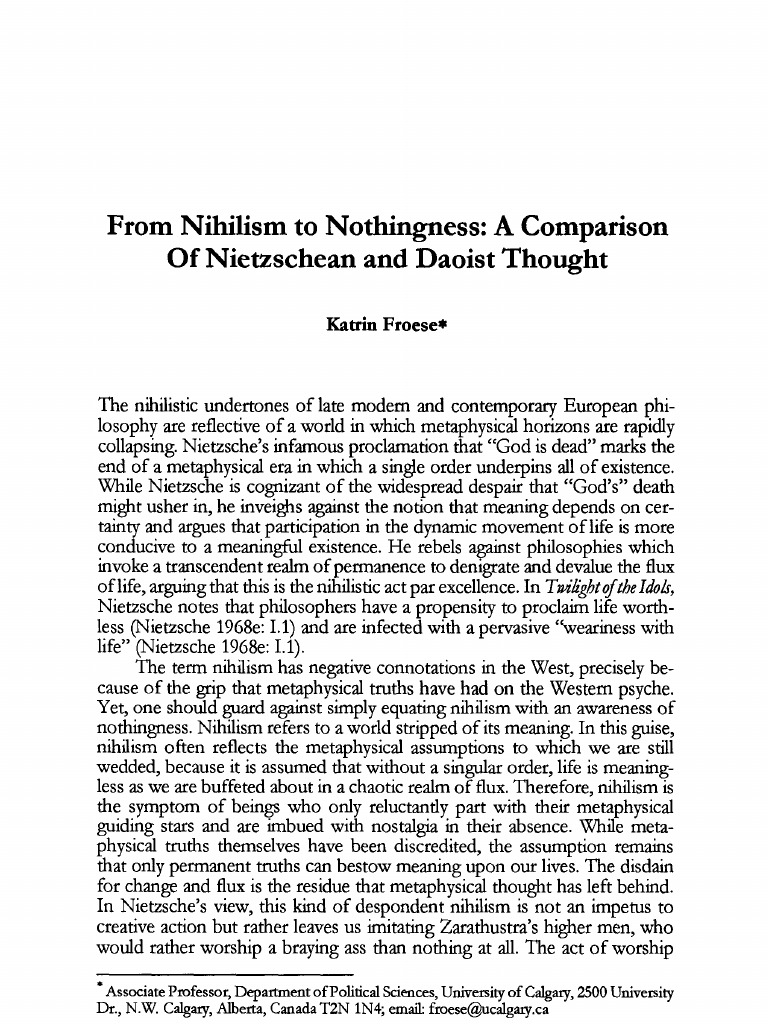 Nihlism and Nothingness | PDF
