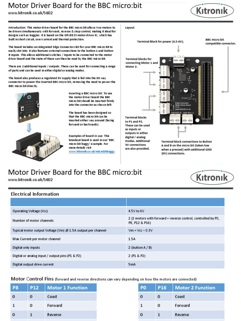 5602 BBC Microbit Motor Driver v1.1 | PDF | Electrical Connector | Bit