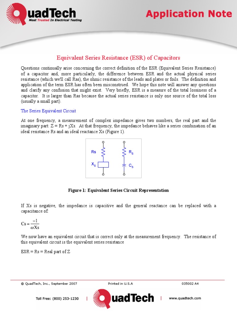 ESR of Capacitors Theory | PDF | Capacitor | Electrical Impedance
