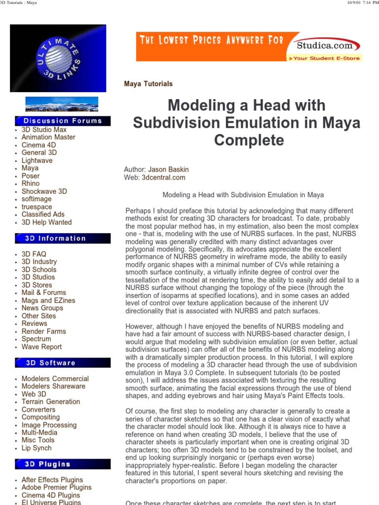 A Head in Maya | PDF | Autodesk 3ds Max | 3 D Computer Graphics