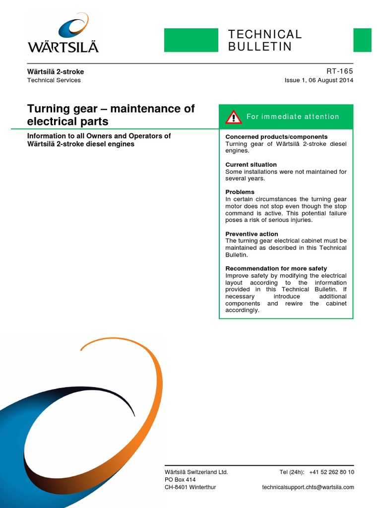 Technical Bulletin: RT-165 Wärtsilä 2-Stroke | PDF | Relay | Insulator ...