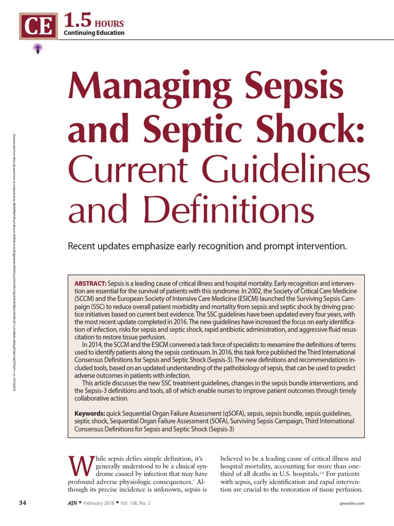Managing Sepsis 2018 | PDF | Sepsis | Blood Pressure