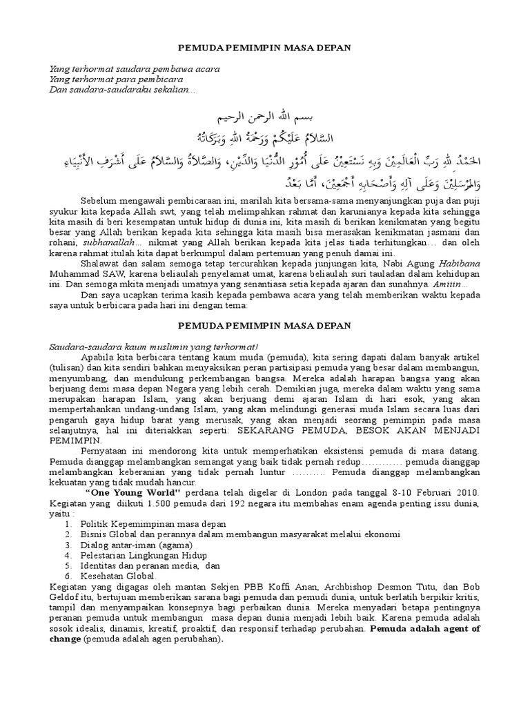 Pidato Pemuda Pemimpin Masa Depan | PDF