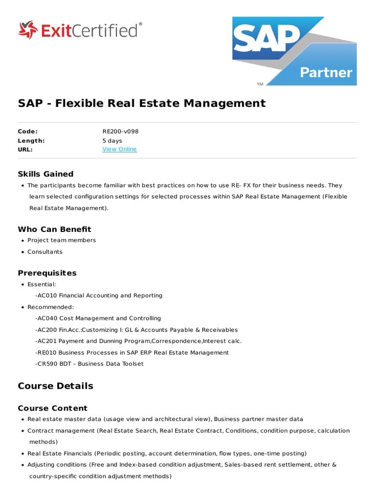 Flexible Real Estate Management | PDF | Sap Se | Property Management