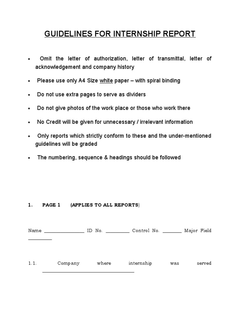 Guidelines For Internship Report | PDF | Internship | Job Hunting