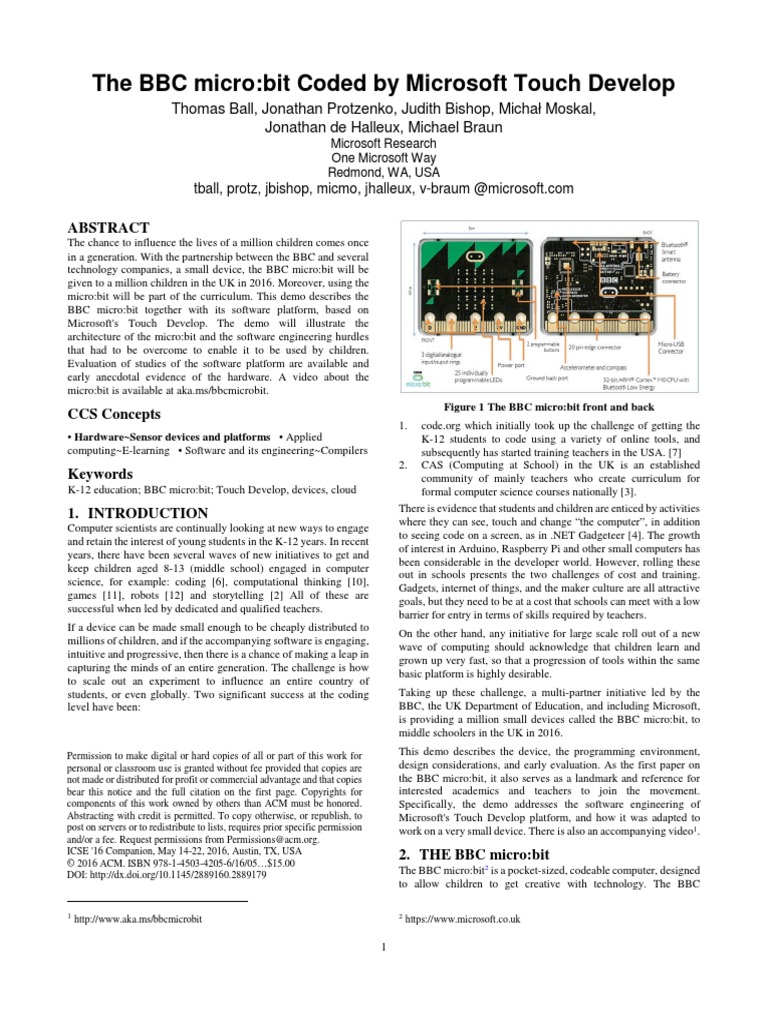 The BBC Micro:bit Coded by Microsoft Touch Develop | PDF | Arm ...