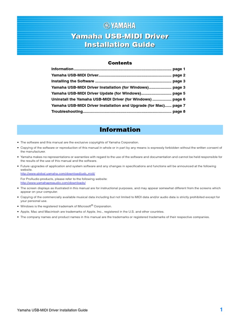 Yamaha USB-MIDI Driver Installation Guide | PDF | Usb | Microsoft Windows