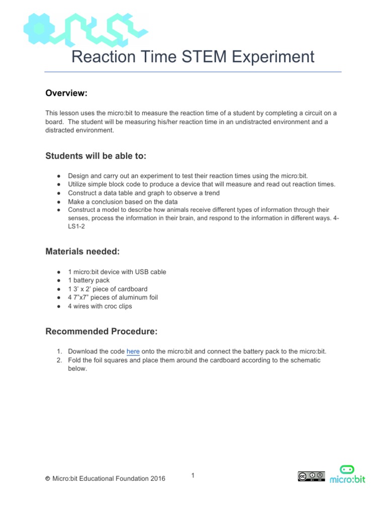 Measure Reaction Time with Micro:bit | PDF | Experiment | Bit
