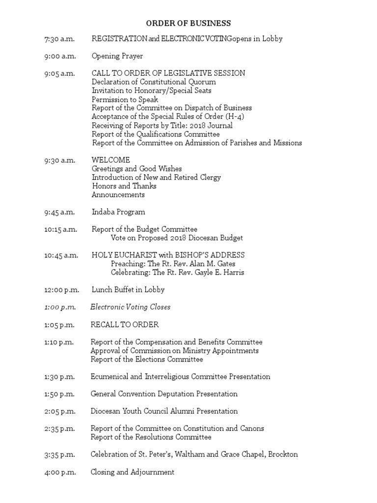 Order of Business | PDF