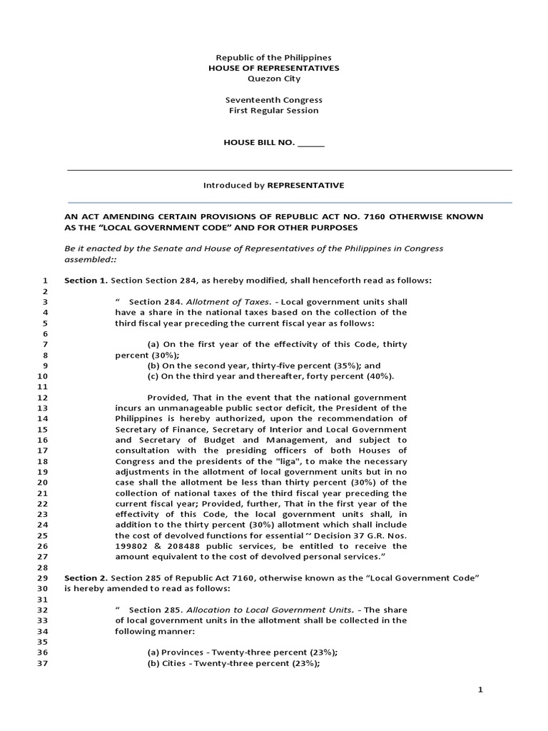 House Bill Sample Only | PDF | Local Government | Appropriations Bill ...