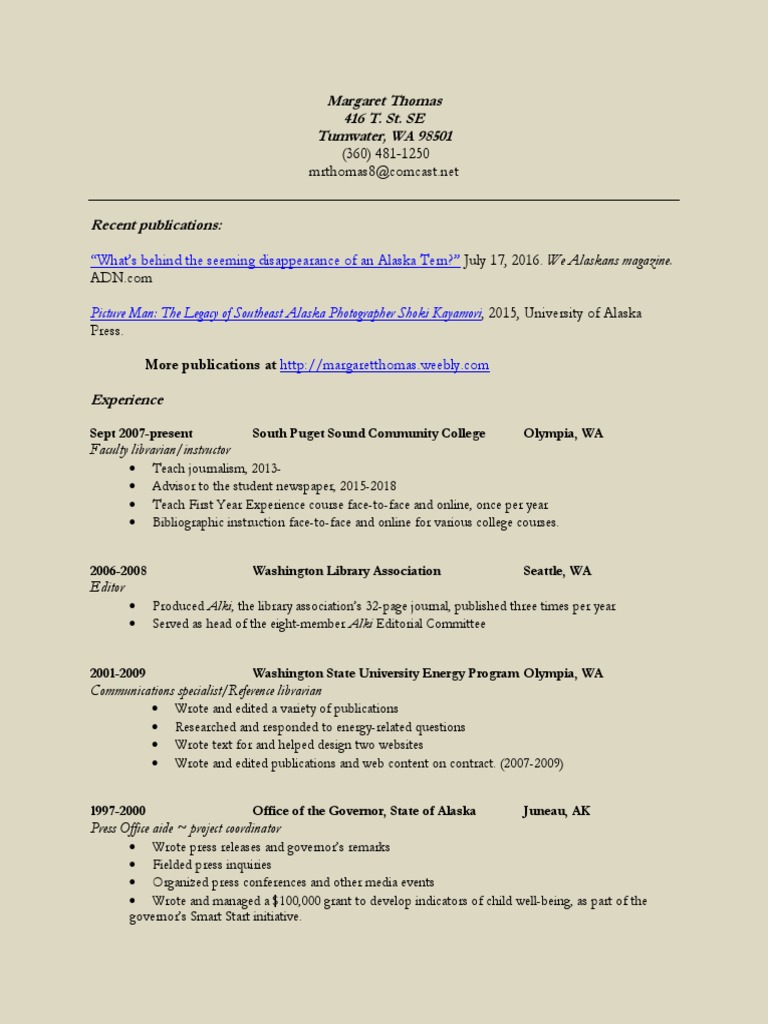 Thomas Resume 2018 | PDF | Newspapers | News Media