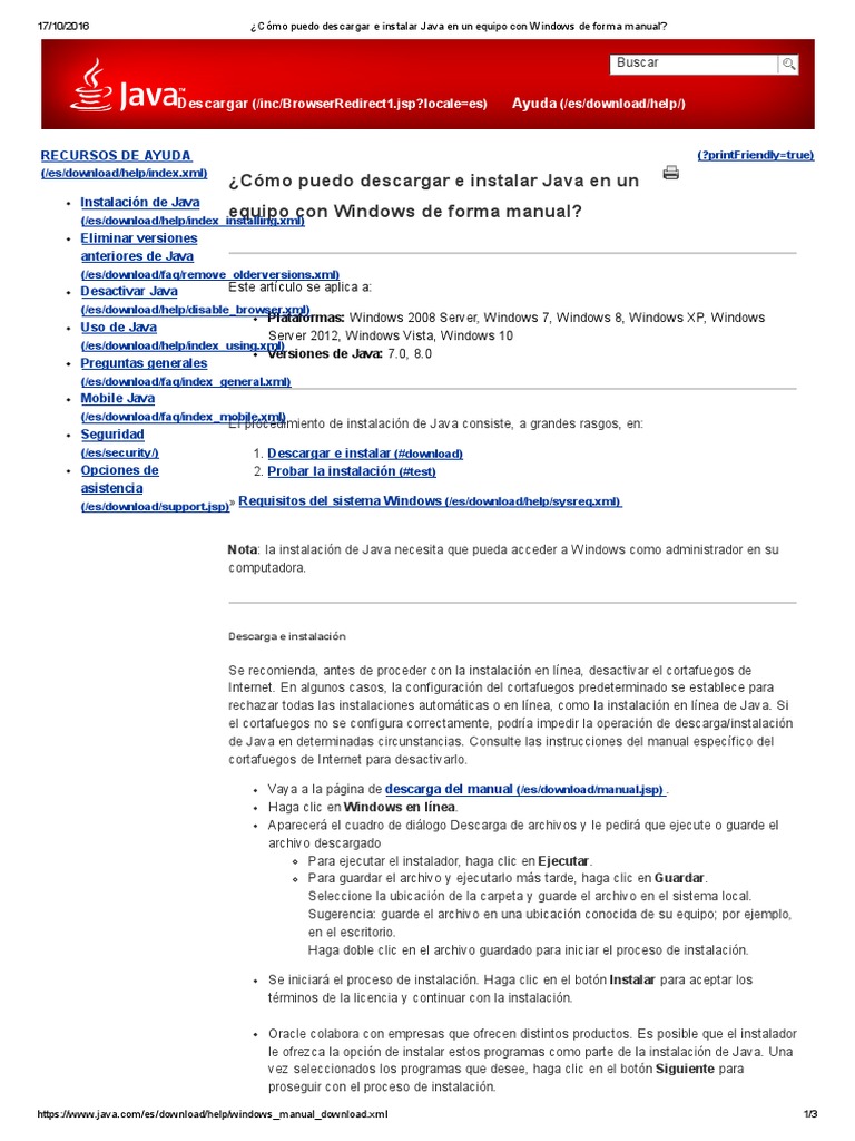 Instalar Java en Un Equipo Con Windows de Forma Manual | PDF | Java ...