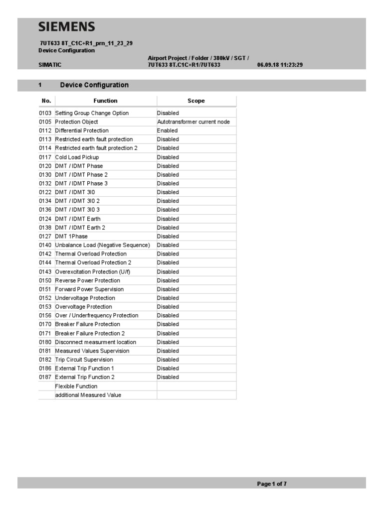 7UT633 Settings | PDF | Electromagnetism | Electricity
