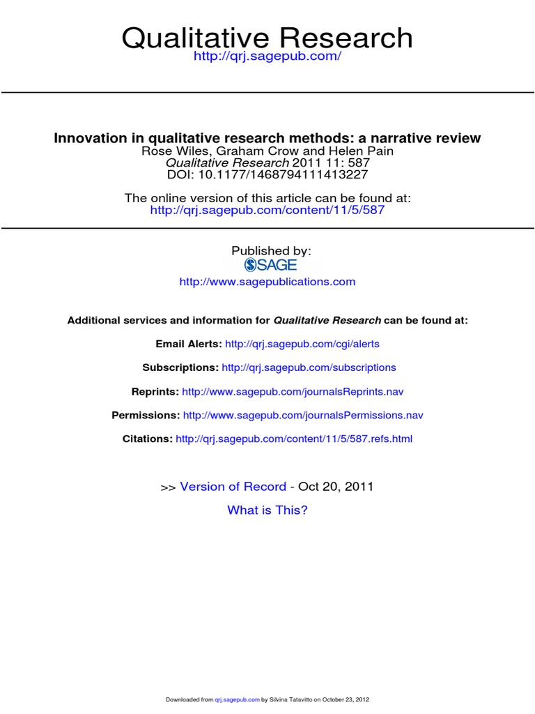 Innovation in Qualitative Research - A Narrative Review | PDF ...
