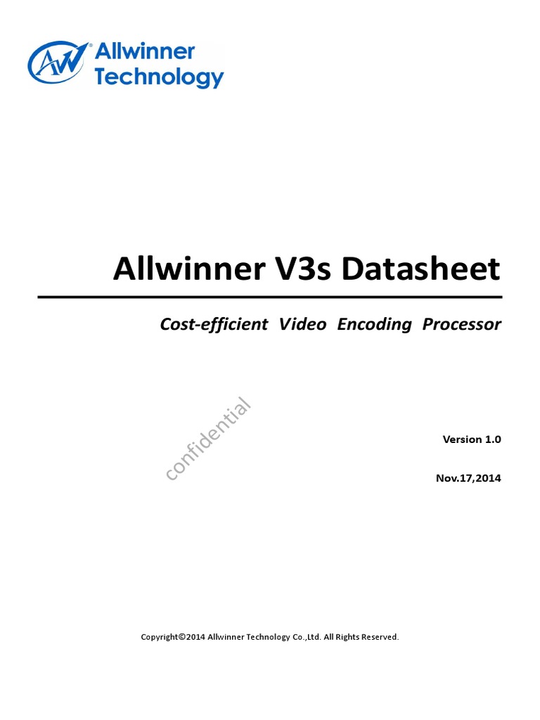 Allwinner V3s Datasheet V1.0 | PDF | Timer | License