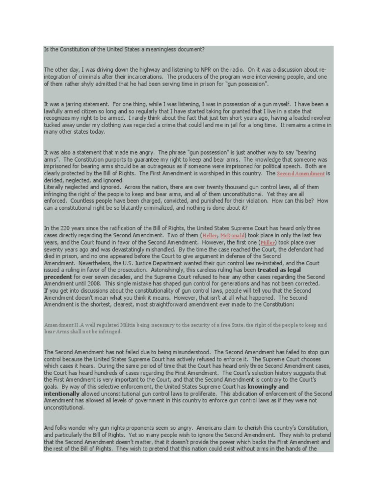 The Second Amendment's Neglect Explained | PDF | Second Amendment To ...