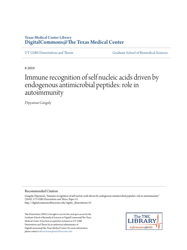 Immune Recognition of Self Nucleic Acids Driven by Endogenous ...