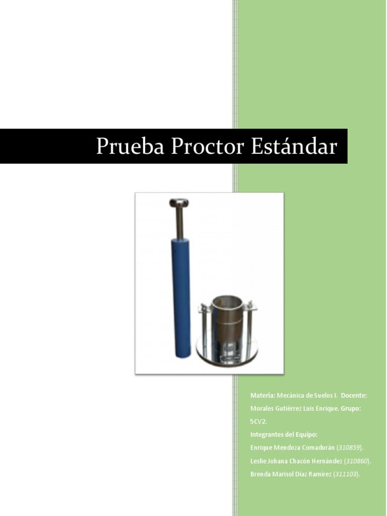 Reporte Proctor Estandar | PDF | Aluminio | Agua