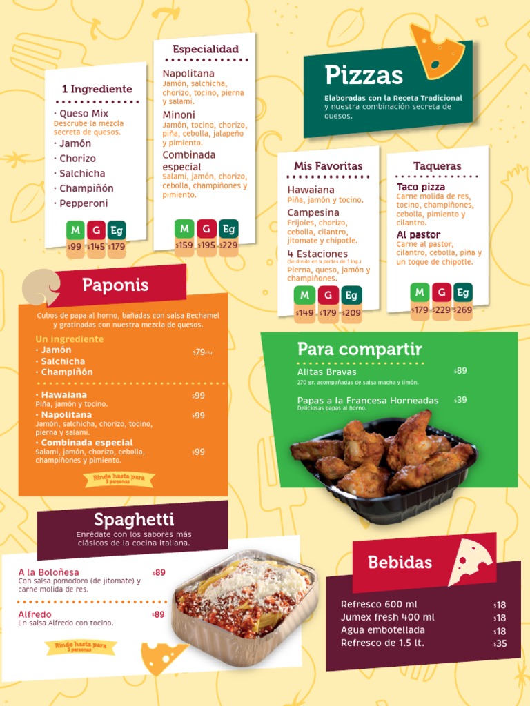 Menu Minoni | PDF | Pizza | Salsa