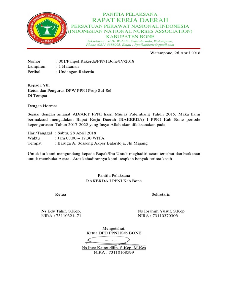Undangan Rakerda Ppni | PDF