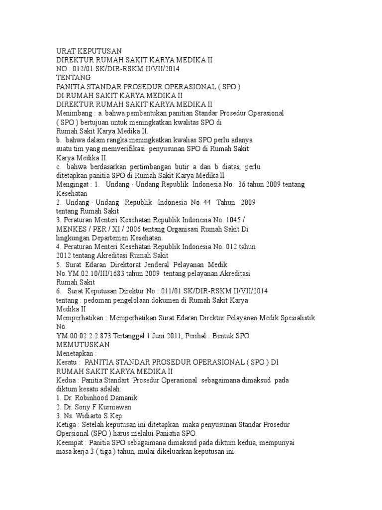 Contoh SK Tim Spo | PDF