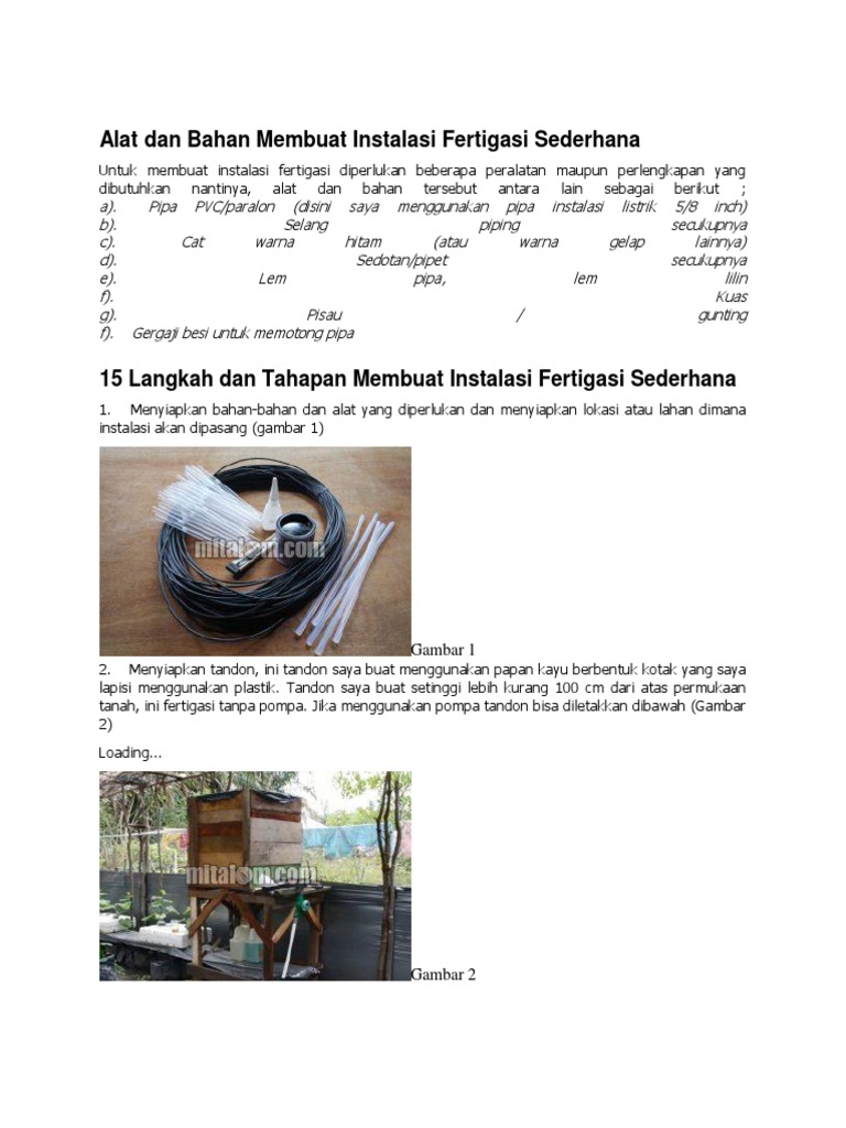 Alat Dan Bahan Membuat Instalasi Fertigasi Sederhana | PDF | Griya & Taman