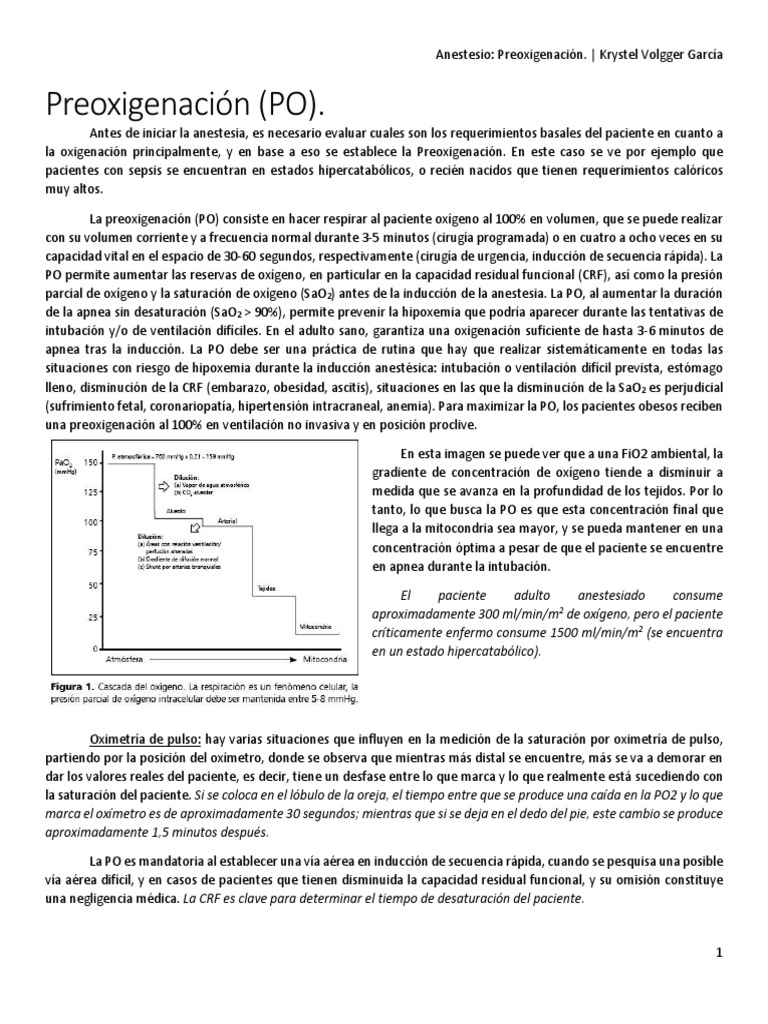 Preoxigenación en Anestesia: Guía Esencial | PDF | Oxígeno | Pulmón