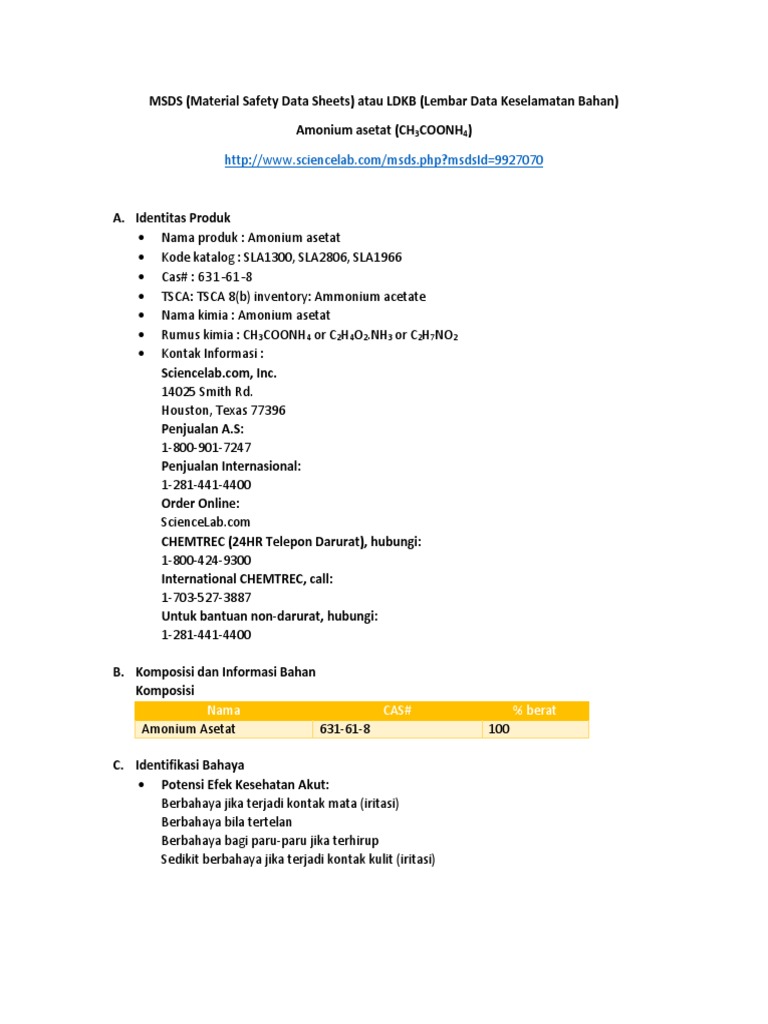 MSDS | PDF | Sains & Matematika | Teknologi & Rekayasa