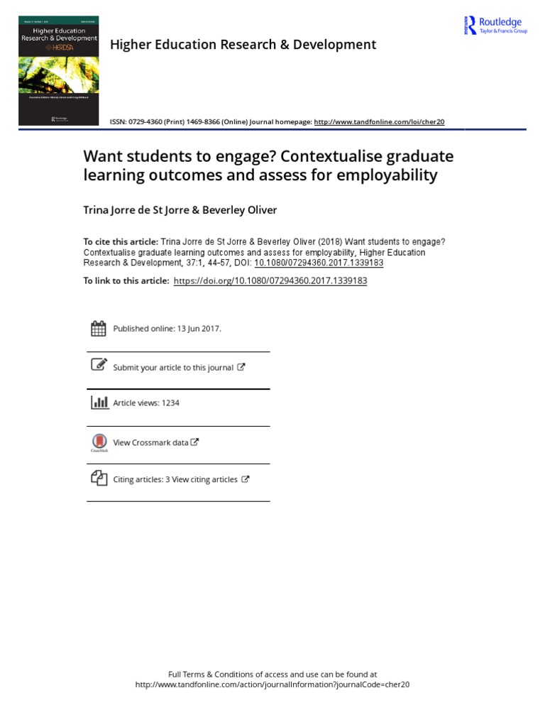 Want Students To Engage Contextualise Graduate Learning Outcomes and ...