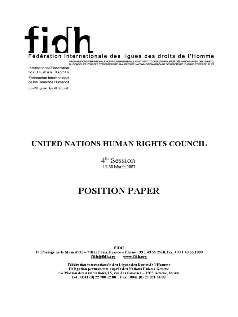 Position Paper HRC4-2 | PDF | Central African Republic | International ...