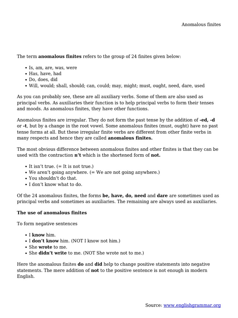 Anomalous Finites | PDF