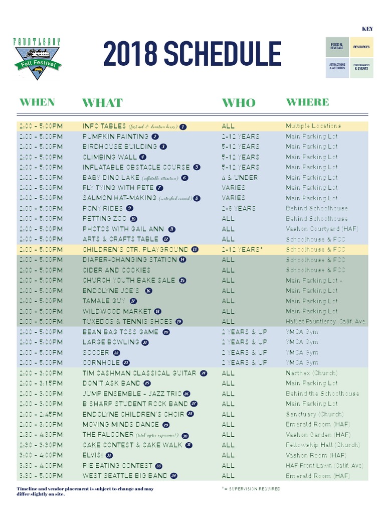 2018 FFF Revised Schedule | PDF | Leisure