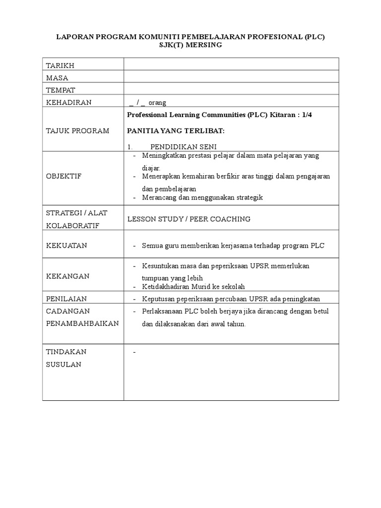 Borang Pelaporan PLC | PDF | Bisnis | Seni