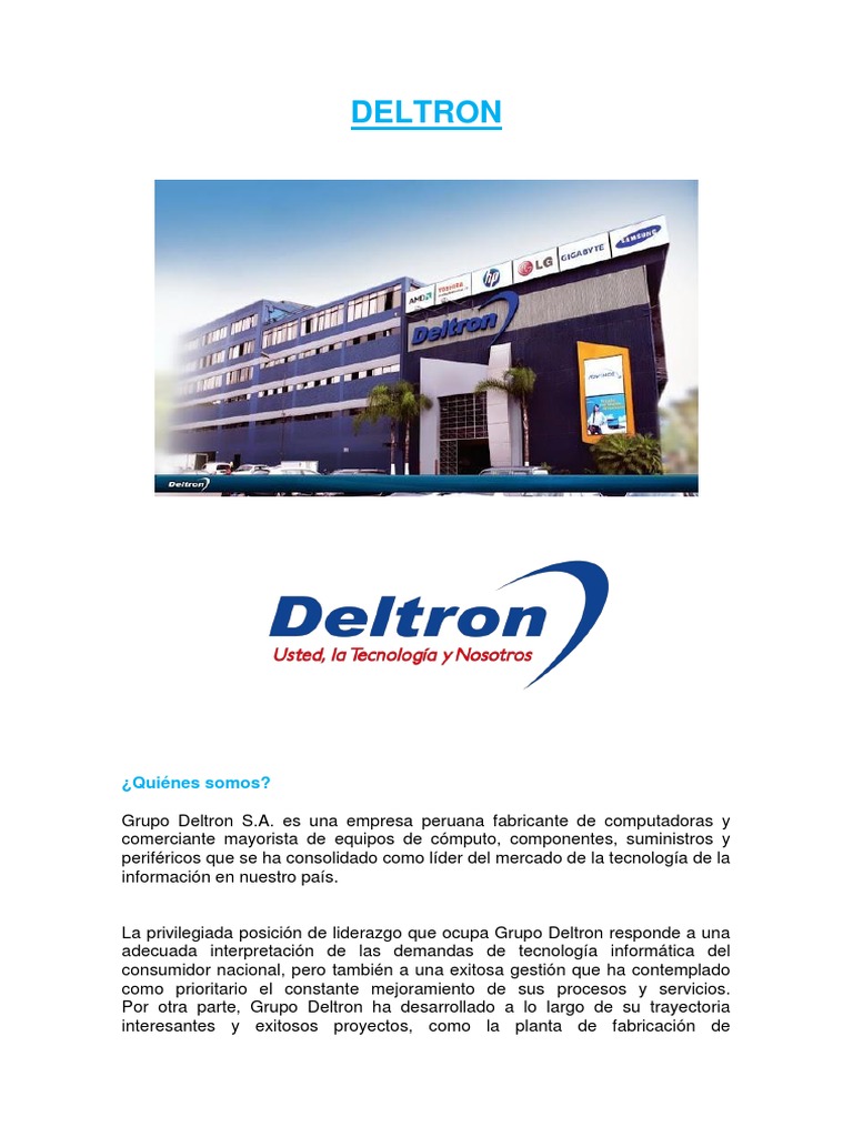 Grupo Deltron: Líder en Tecnología Peruana | PDF | Informática | Logística