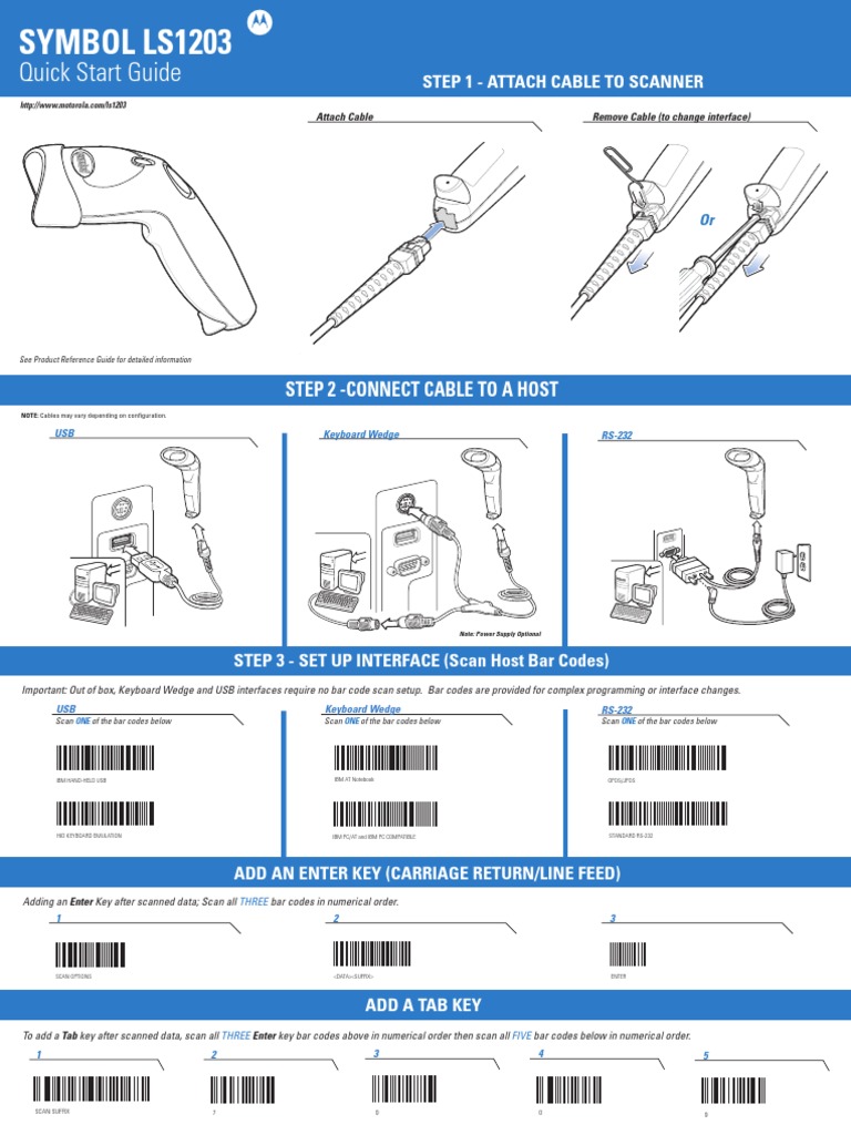 Symbol Ls1203: Quick Start Guide | PDF | Barcode | Image Scanner