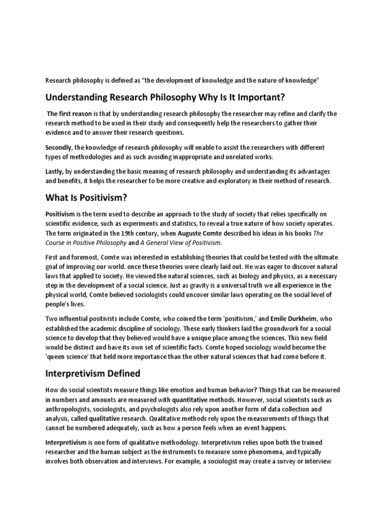 Understanding Research Philosophies: An Examination of Positivism ...