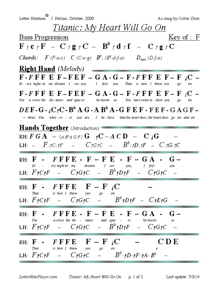 My Heart Will Go On Piano Notes | PDF | Musical Compositions | Music Theory