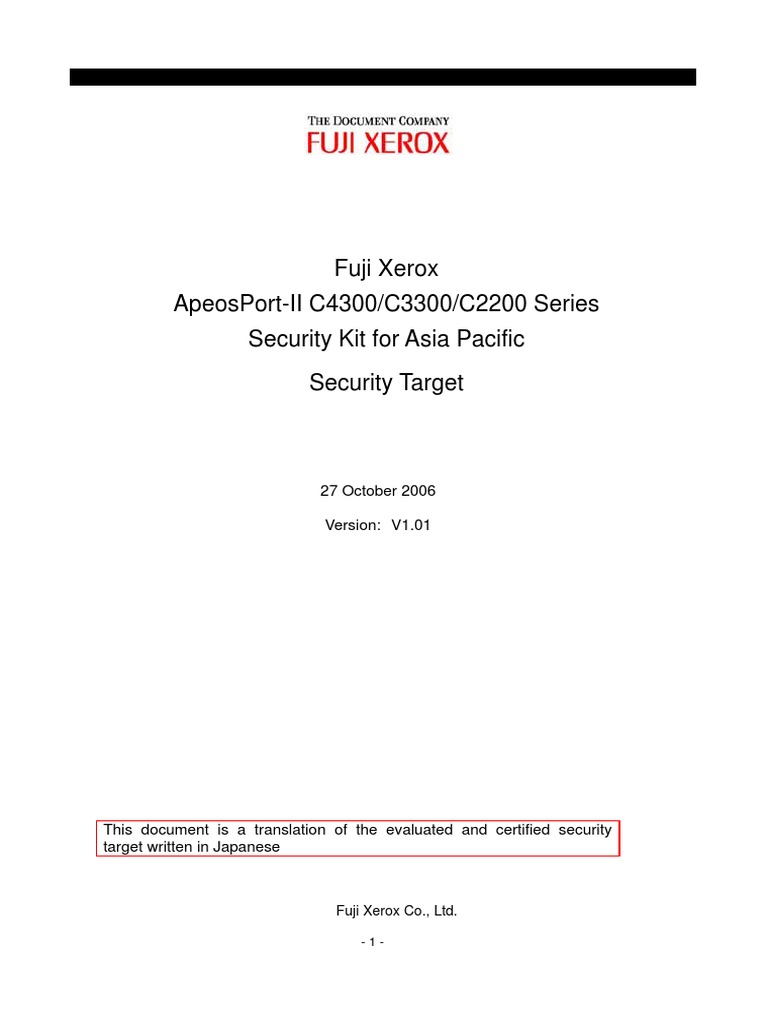 Fuji Xerox Apeosport-Ii C4300/C3300/C2200 Series Security Kit For Asia ...