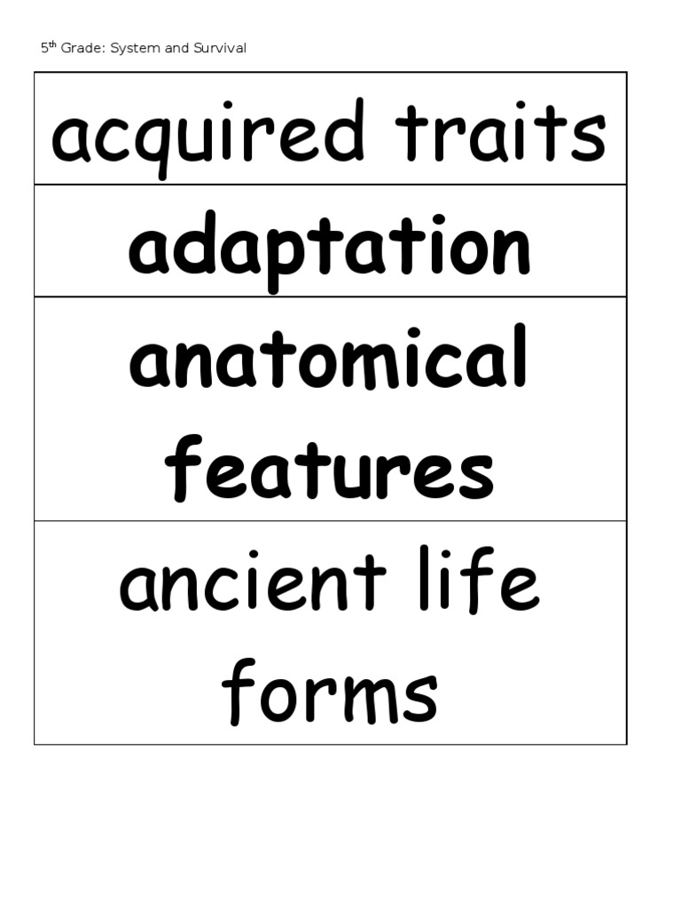 5th Grade Survival Systems Overview | PDF | Adaptation | Heredity