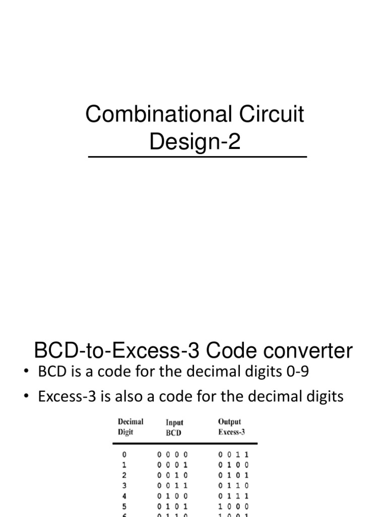 Combinational Circuit Design 2 Pdf Binary Coded Decimal Input Output
