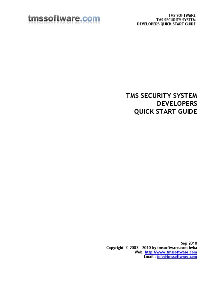 Tms Software Tms Security System Developers Quick Start Guide | PDF ...