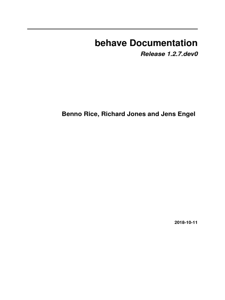 Behave Documentation: Release 1.2.7.dev0 | PDF | Software Development ...