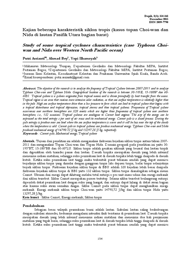 Study of Some Tropical Cyclones Characteristics (Case Typhoon Choi-Wan ...